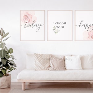 Today I Choose to Be Happy Printable,set of 3 Wall Art,motivational ...