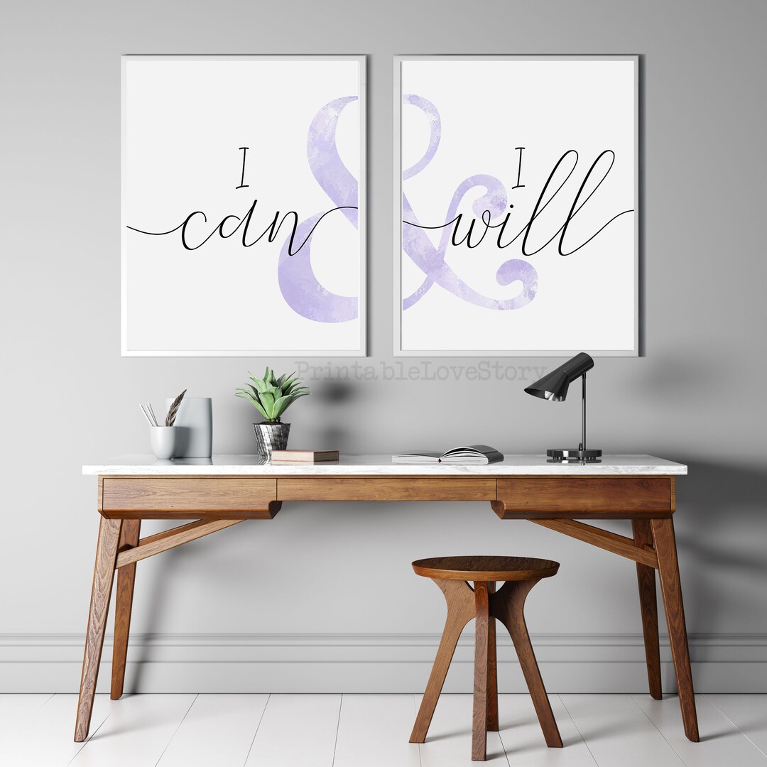 Purple Room Decor,motivational Quote,i Can and I Will Wall Art,home ...