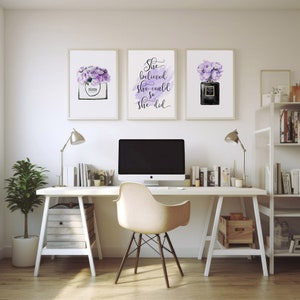 Fashion Wall Art,purple Bedroom Decor,purple Wall Art,she Believed ...