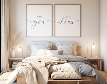 With You I Am Home, Minimalist Home Decor, Set of 2 Prints - Farmhouse ...