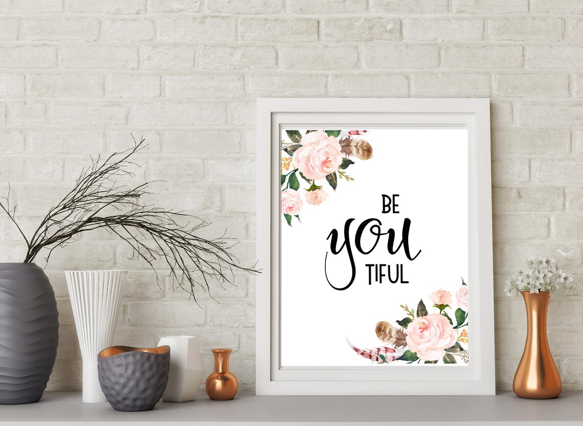 Be You Tiful Sign Print Printable Art Girl Nursery Wall - Etsy