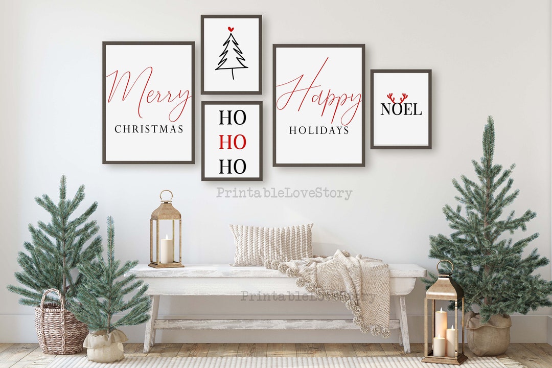 Merry Christmas Wall Art,christmas Prints,christmas Set of Prints ...