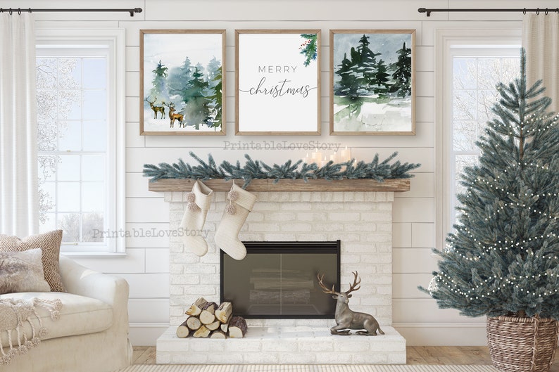 Christmas Wall Artchristmas Printable Setchristmas | Etsy