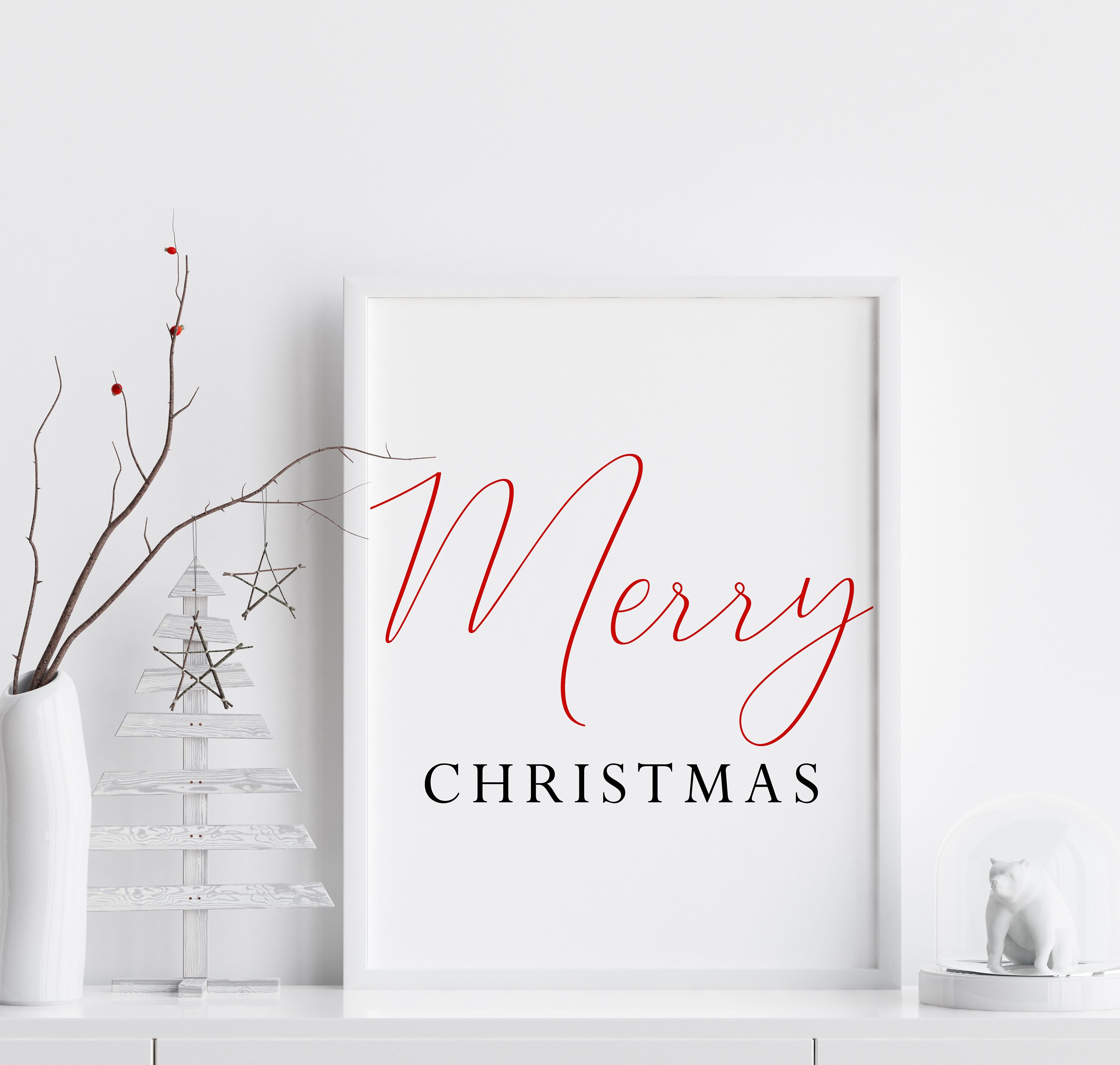 Merry Christmas Wall Artchristmas Printschristmas Set of | Etsy