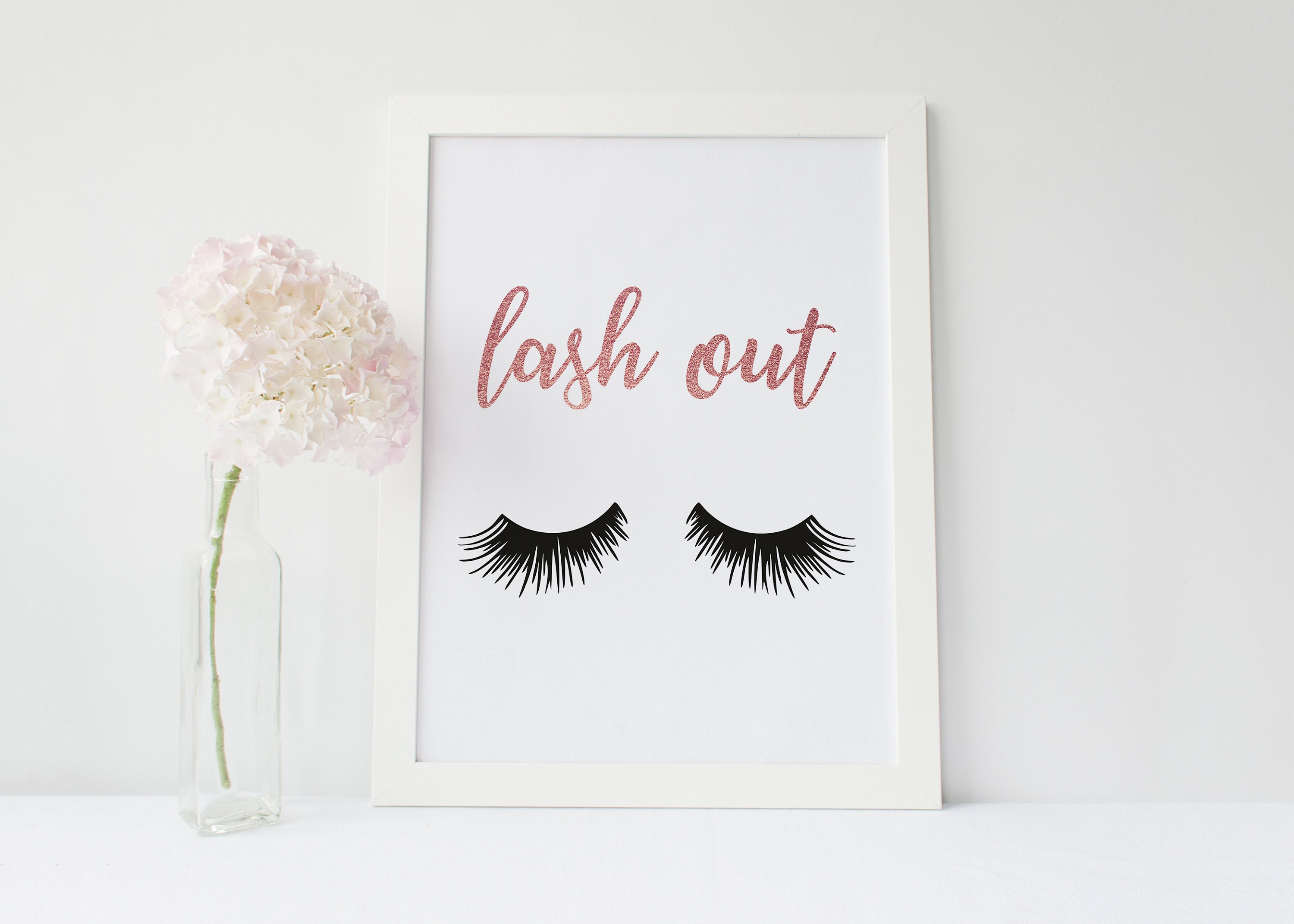 Lash Out Eyelashes Print, Rose Gold Makeup Art, Teen Girl Decor ...