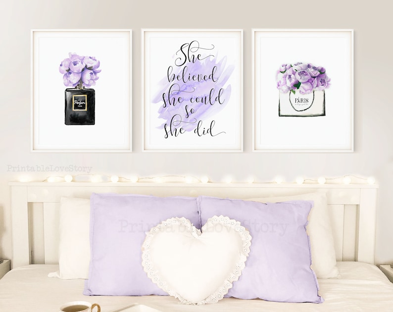 Fashion Wall Artpurple Bedroom Decorpurple Wall Artshe - Etsy
