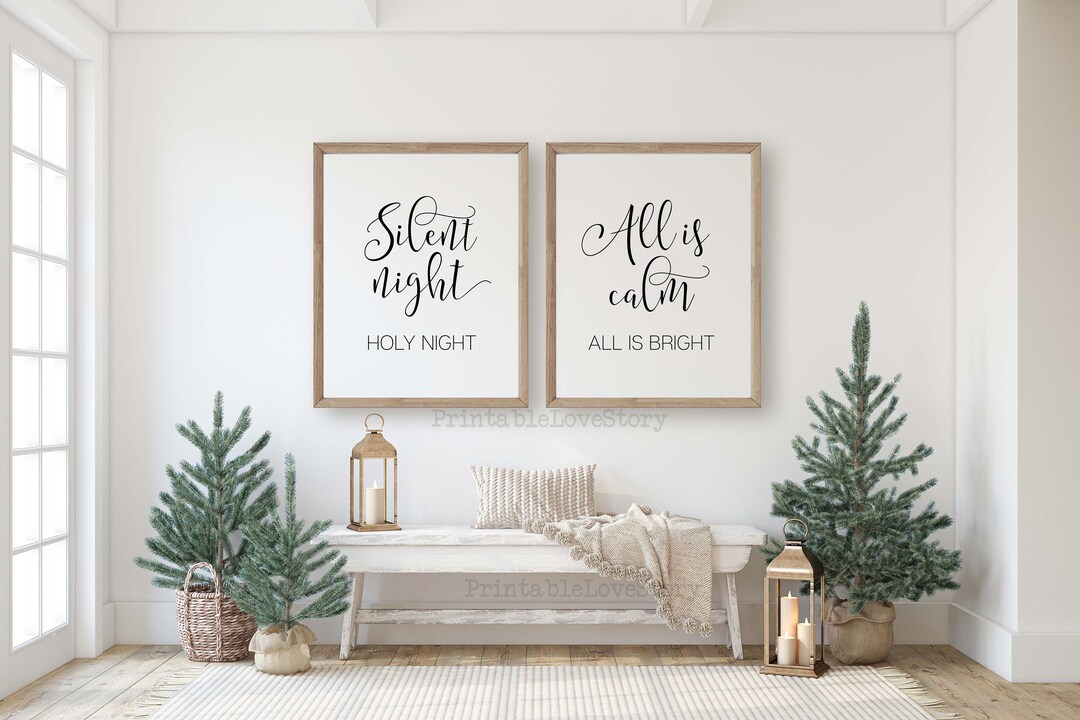 Christmas Printable,silent Night,holy Night,set of 2 Prints,silent ...