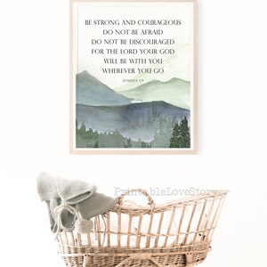 Boys Nursery Decor,be Strong and Courageous Sign,boys Bedroom Prints ...