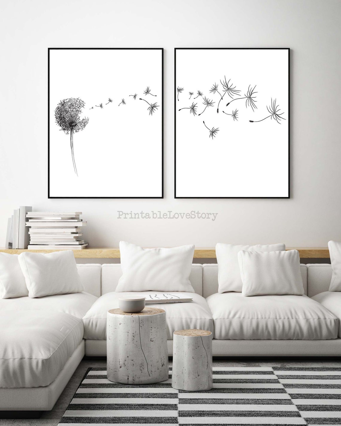 Dandelion Print Set of 2dandelion Printabledandelion Wall - Etsy