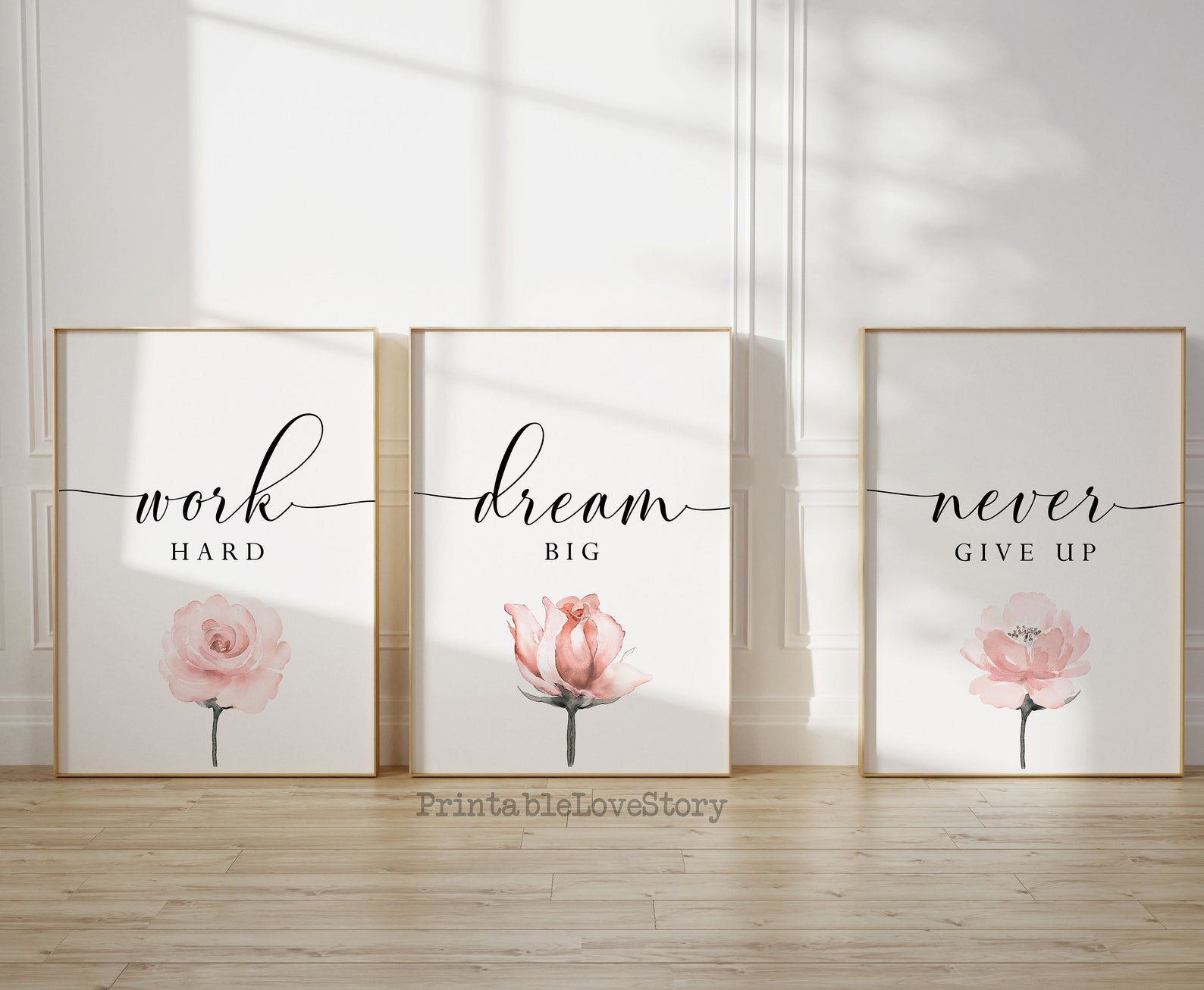 Inspirational Office Prints, Floral Motivational Quotes (digital ...