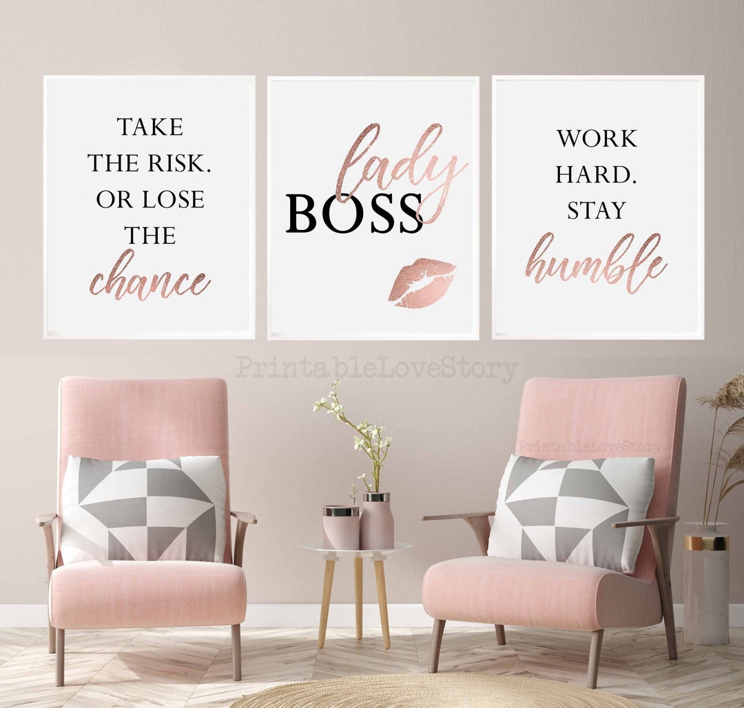 Lady Boss Sign,office Wall Decor,work Hard Stay Humble,office Prints ...
