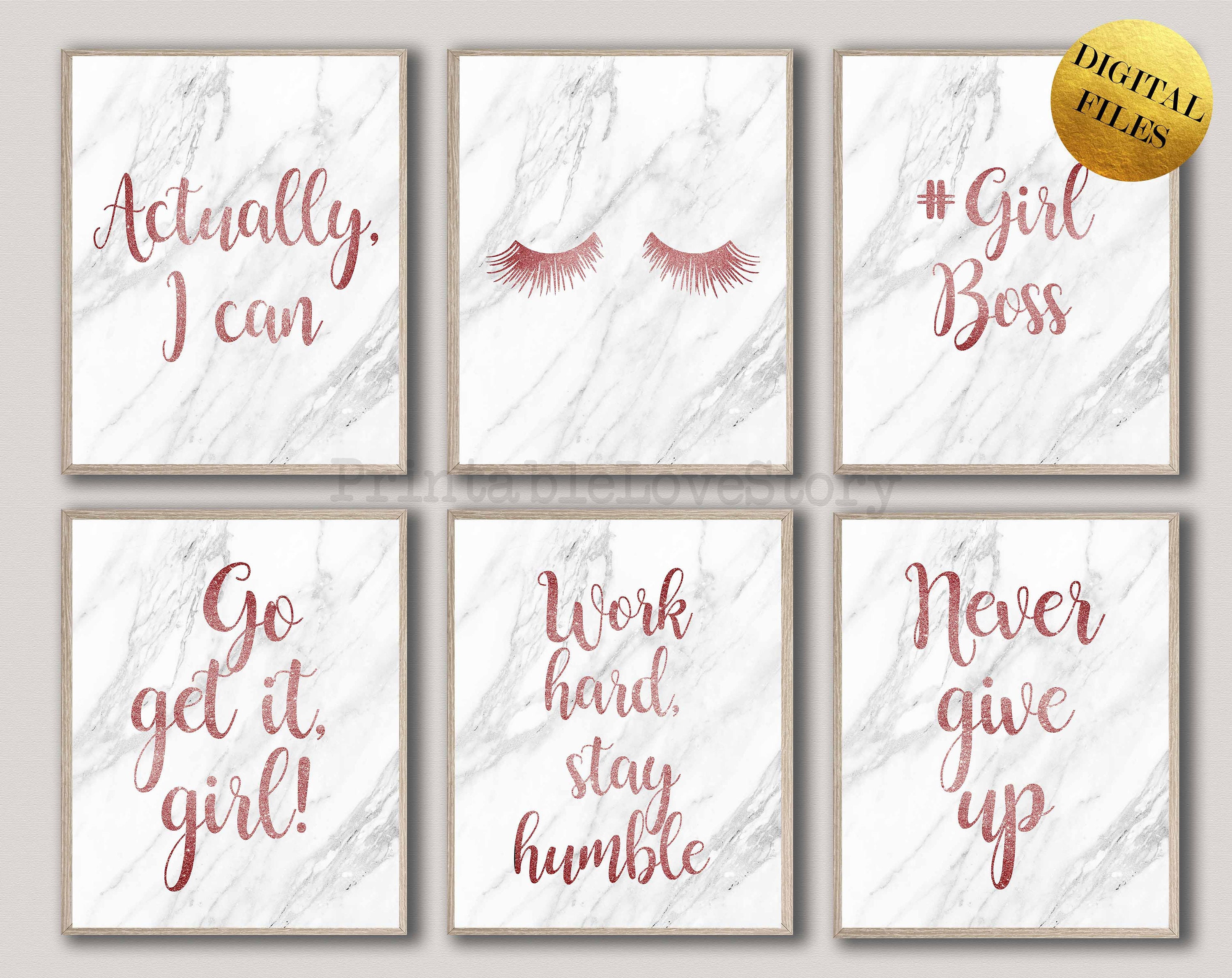 Rose Gold Decormarble Decorquote Printablelashes Decorgirl - Etsy