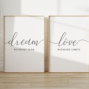 Set of 2 Prints,dream Without Fear Love Without Limits,living Room Wall ...