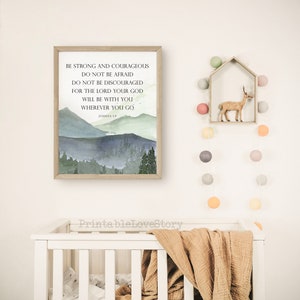 Boys Nursery Decor,be Strong and Courageous Sign,boys Bedroom Prints ...