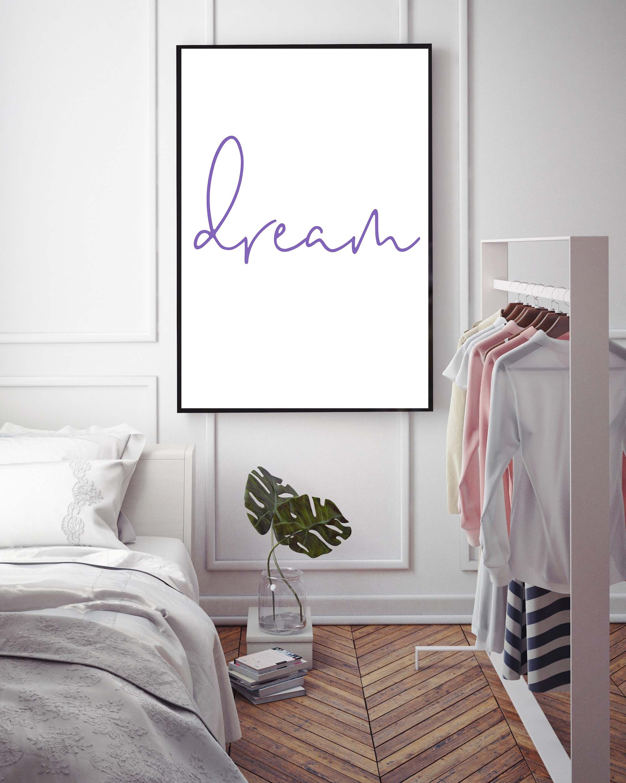 Purple Feather Print Set, Watercolor Dream Wall Art (digital Download ...