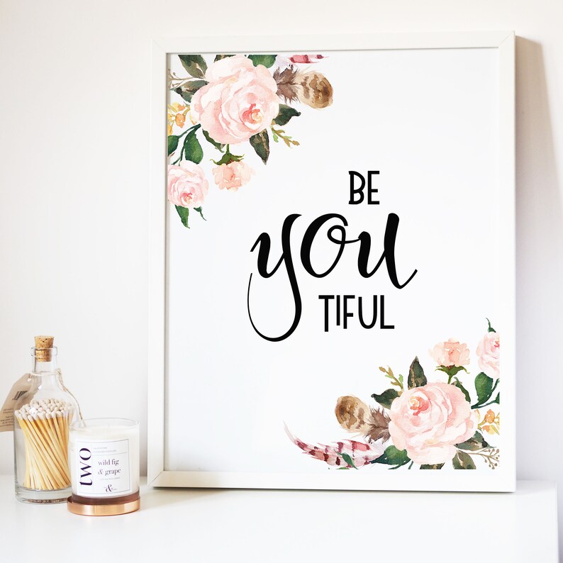 Be You Tiful Sign Print Printable Art Girl Nursery Wall - Etsy
