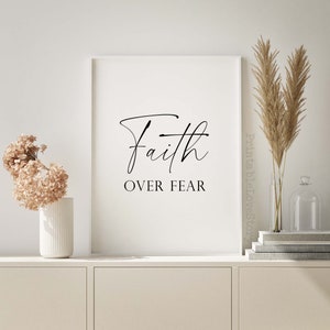 Faith Over Fear Print,inspirational Quote,home Wall Art,bible Verse ...