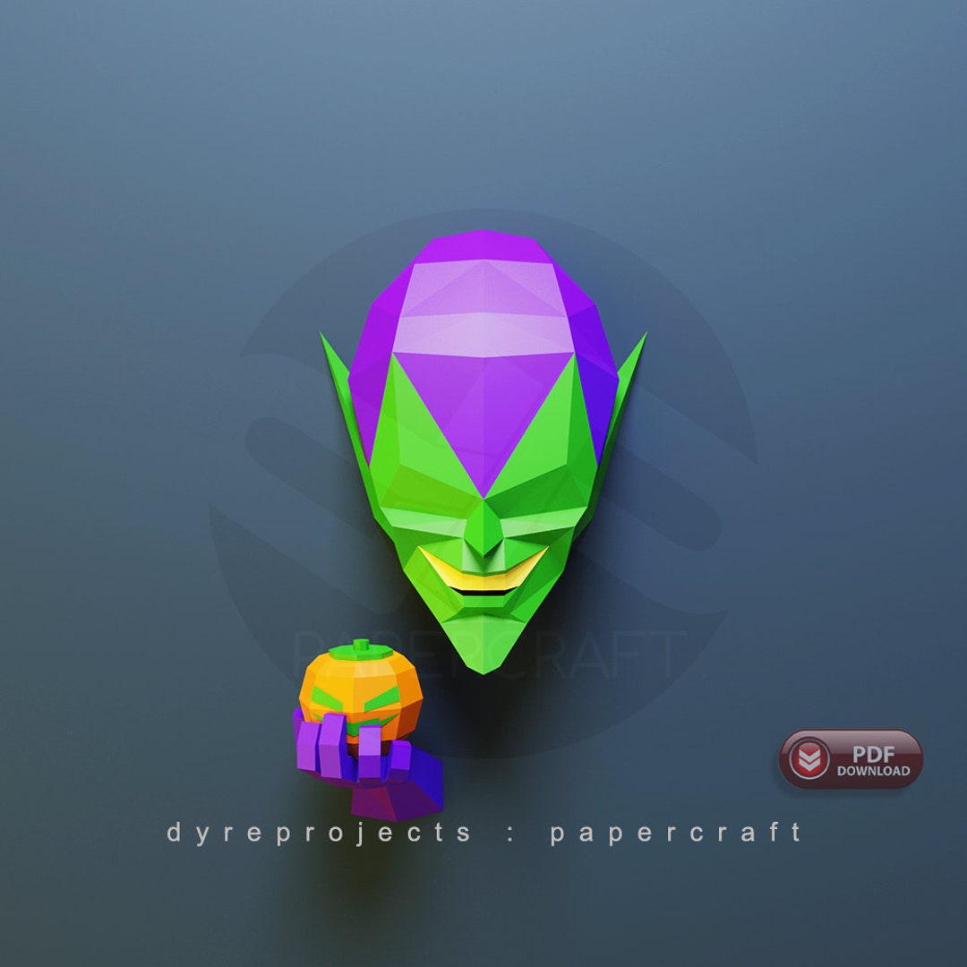 DIY Lowpoly Papercraft, Green Goblin, Sculpture, DIY, Decoration, Wall ...