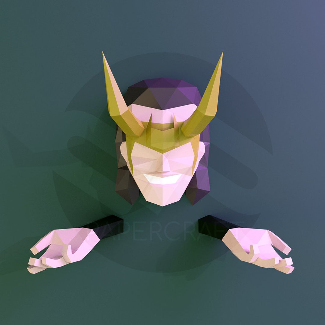 DIY Lowpoly Papercraft, Loki, Sculpture, DIY, Decoration, Wall, Origami ...