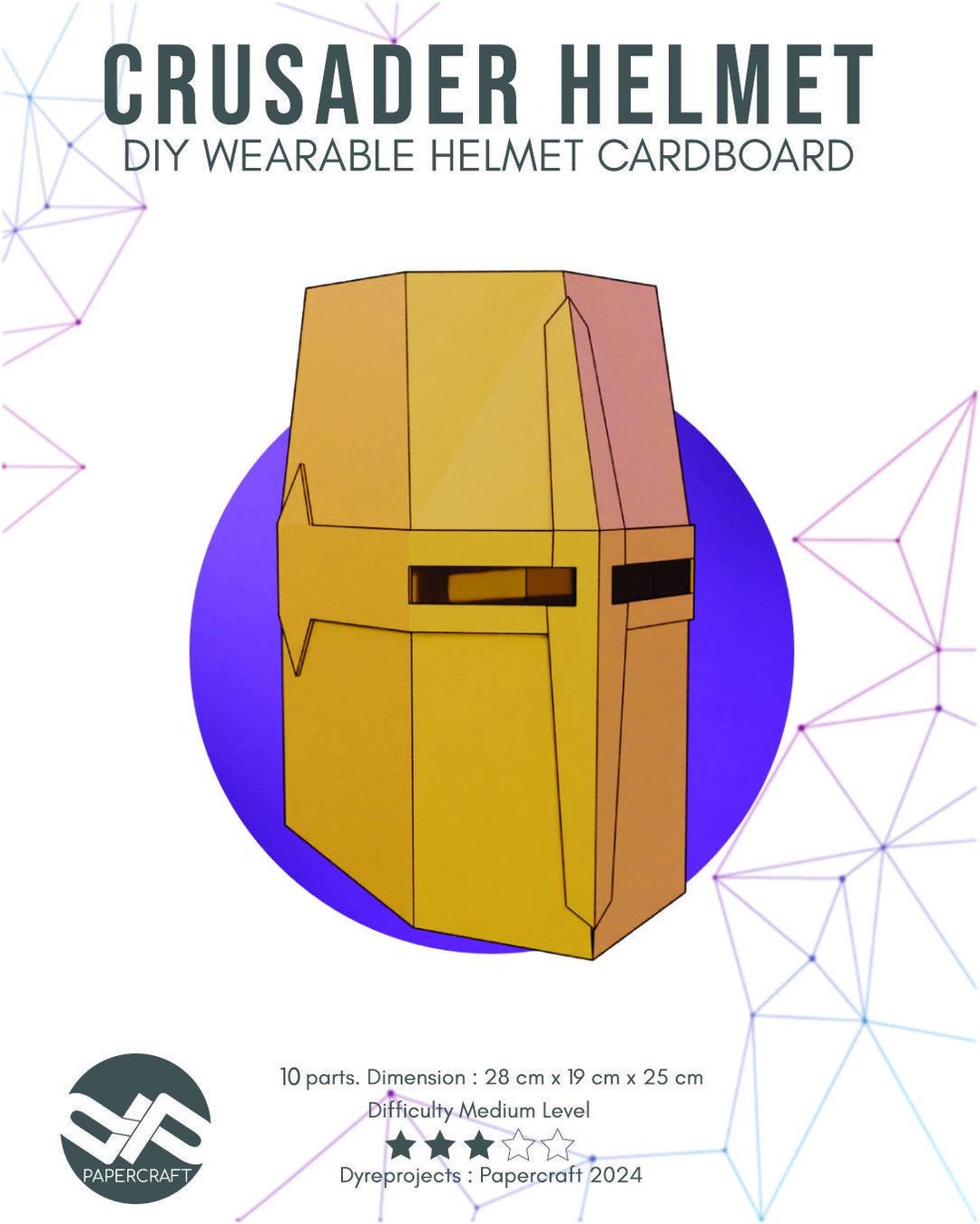 Crusader Helmet Cardboard Pattern – Wearable 3D DIY Armor –knight Helm ...