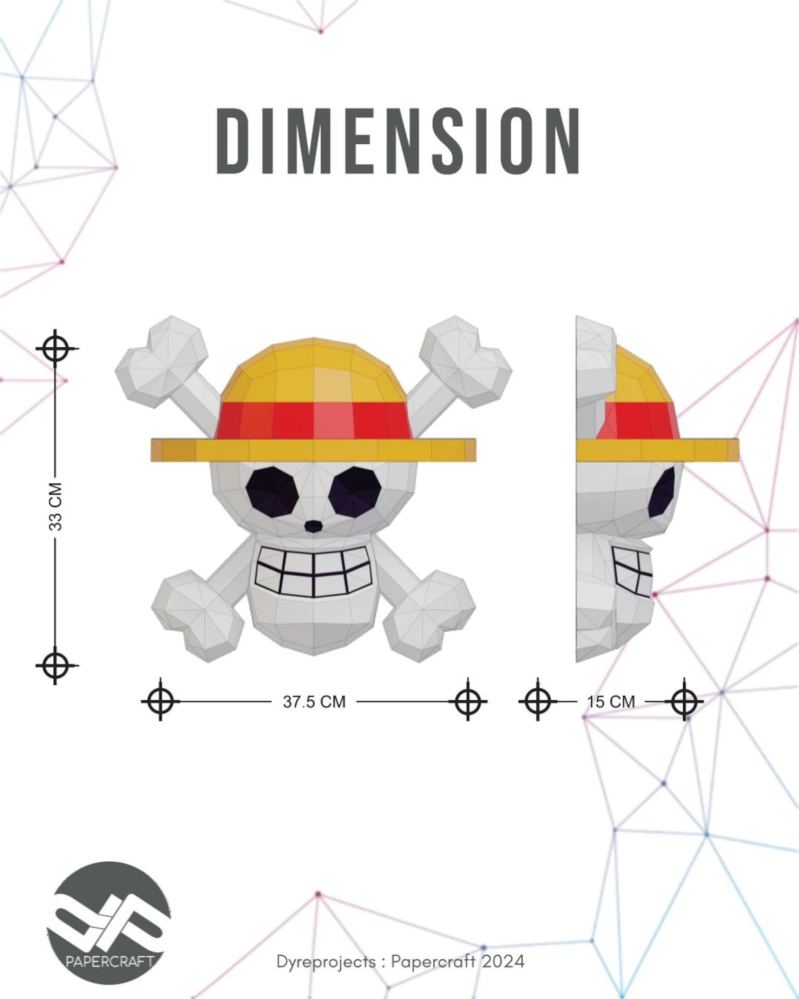 Luffy Skull Papercraft Template – 3D DIY Wall Art – Instant Download ...