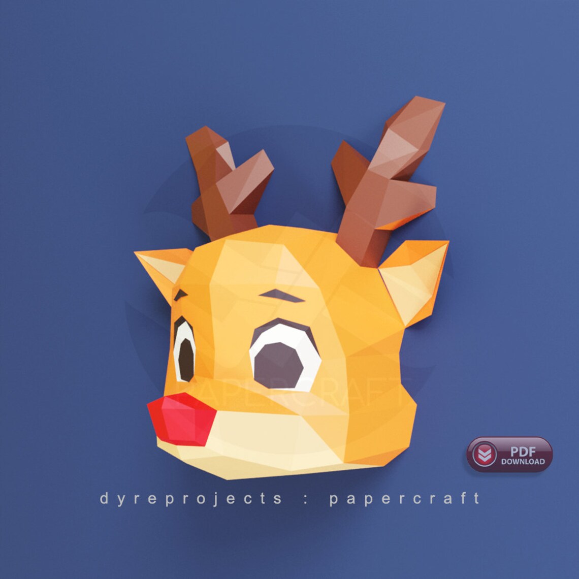DIY Lowpoly Papercraft Rudolph Digital Template DIY Wall - Etsy Australia