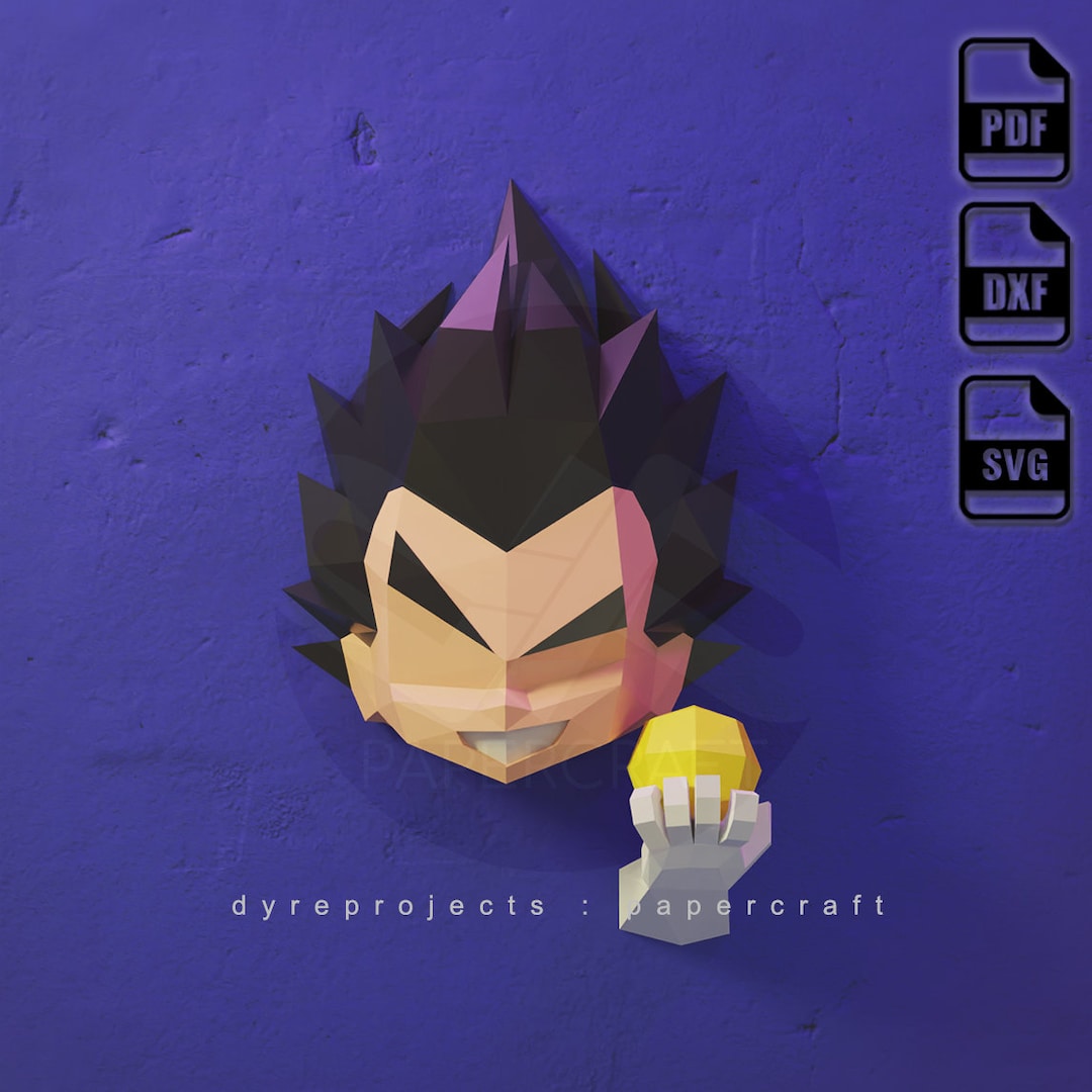 Vegeta Skull Papercraft Template – 3D DIY Wall Art – Instant Download ...