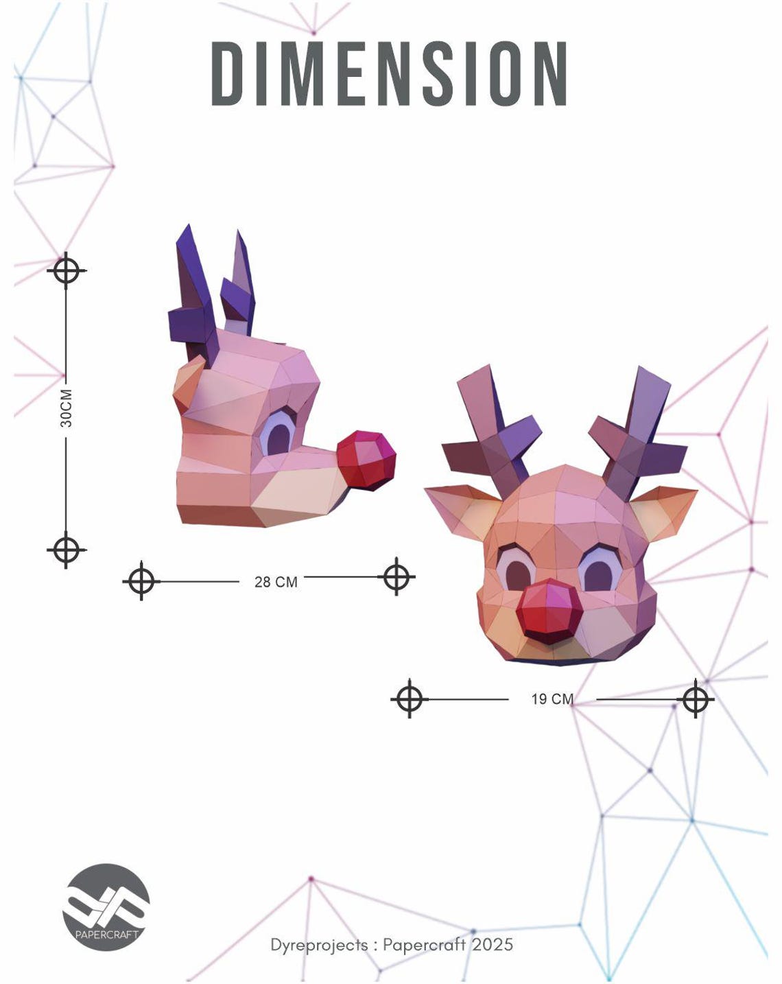 Rudolf the Reindeer Headwall Papercraft Template – 3D DIY Wall Art ...