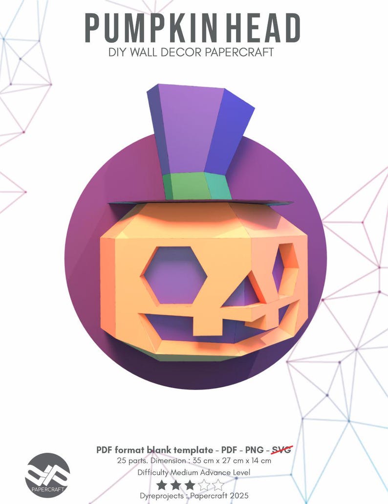 Pumpkin Headwall Papercraft Template – 3D DIY Wall Art Display ...