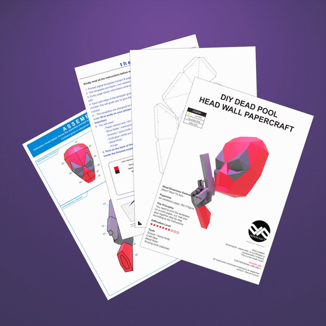 DIY Lowpoly Papercraft Dead Pool Digital Template DIY Wall - Etsy
