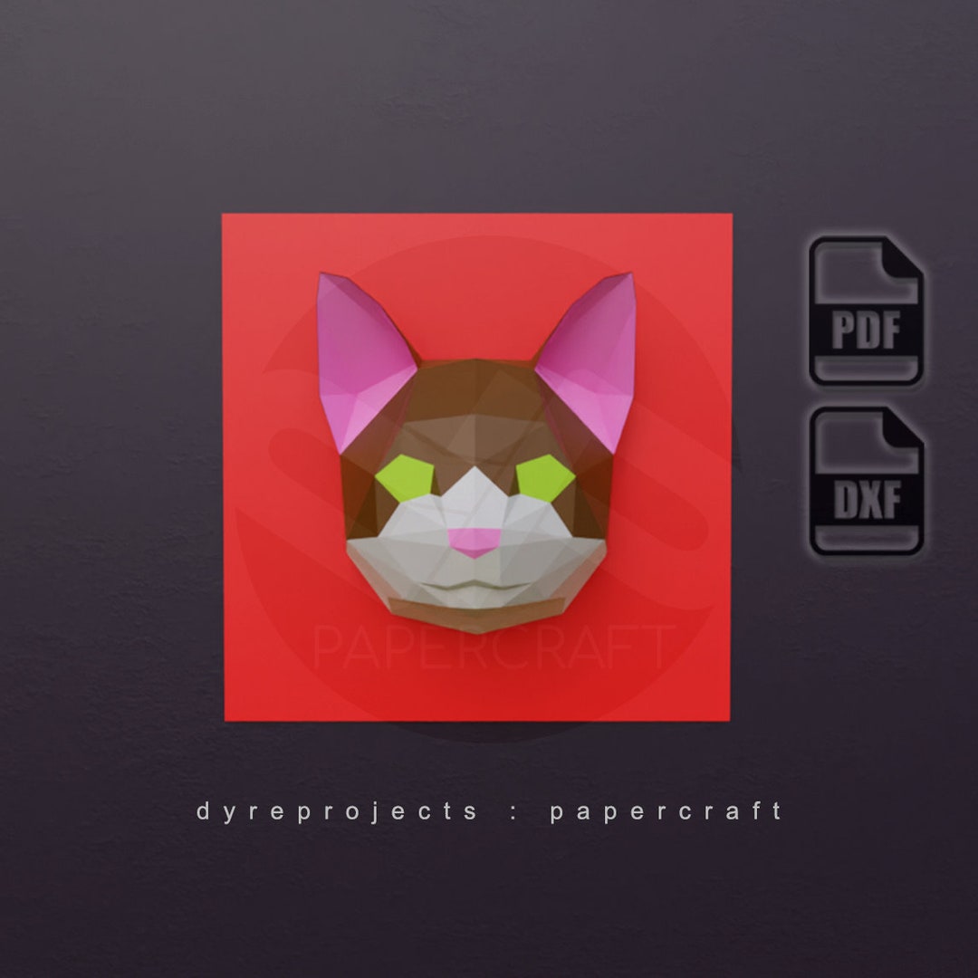 DIY Low Poly Papercraft Cat Digital Template DIY Wall - Etsy