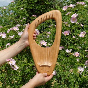 Lyre Harp, Pentatonic 7 String Lyre Musical Instrument, Cherry Wood ...