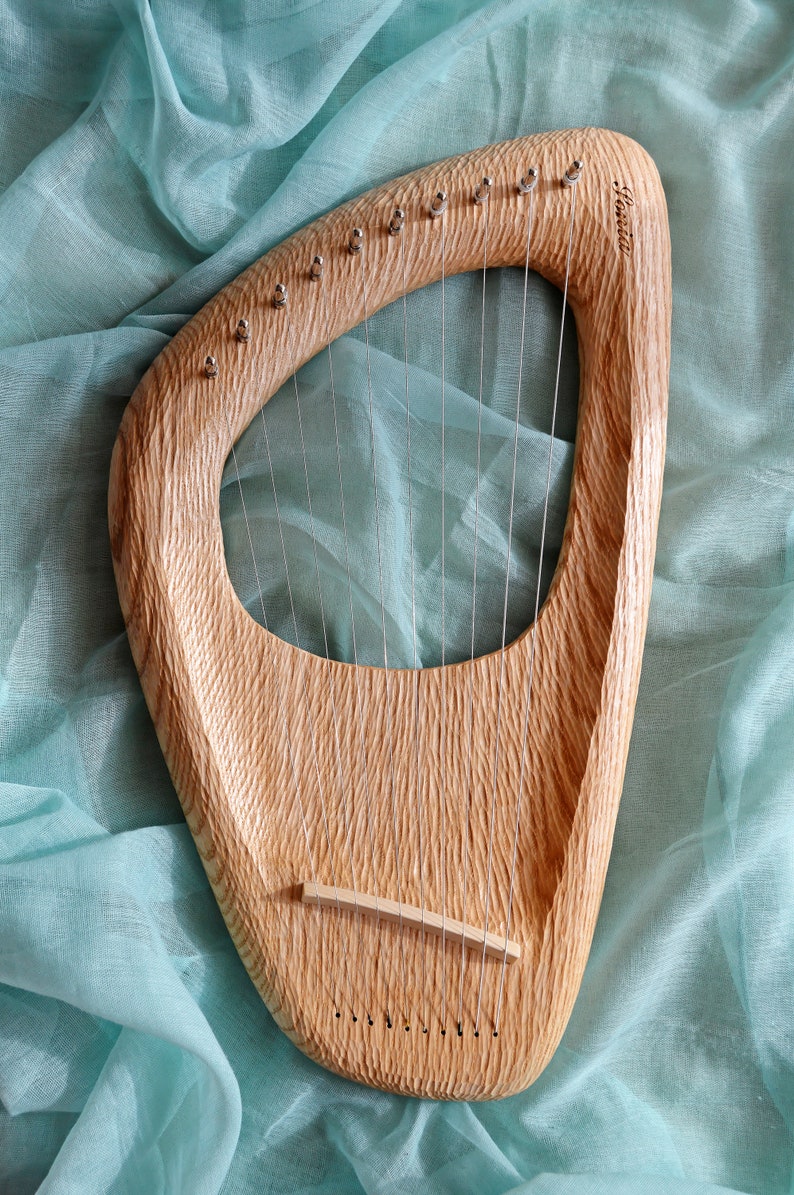 10 String Lyre Harp, Ash Wood, Hand Carved, Pentatonic Musical ...