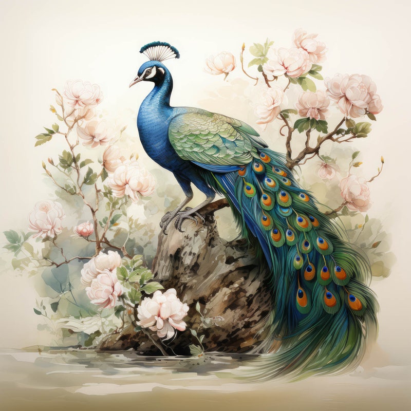 Peacock Print Fabric - Etsy