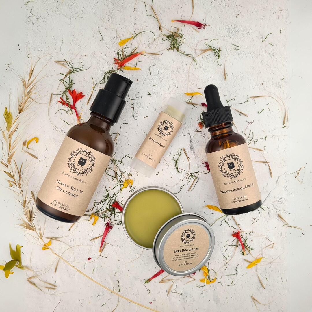 Neem and Sulfur Oil Cleanse Set, Holistic Face Wash Kit, Natural ...