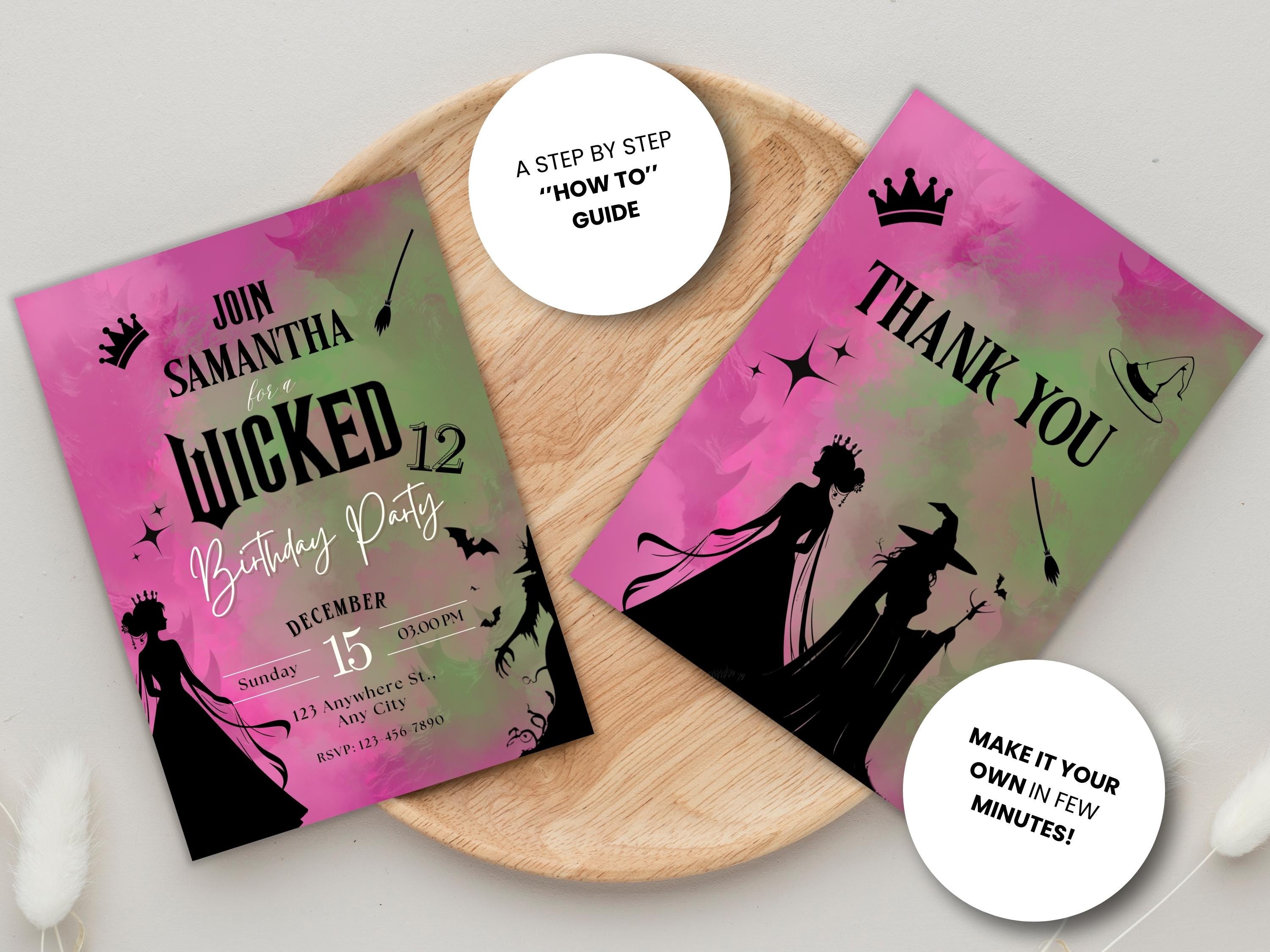 Wicked Birthday Party Invitation, Editable Canva, Wicked Birthday ...