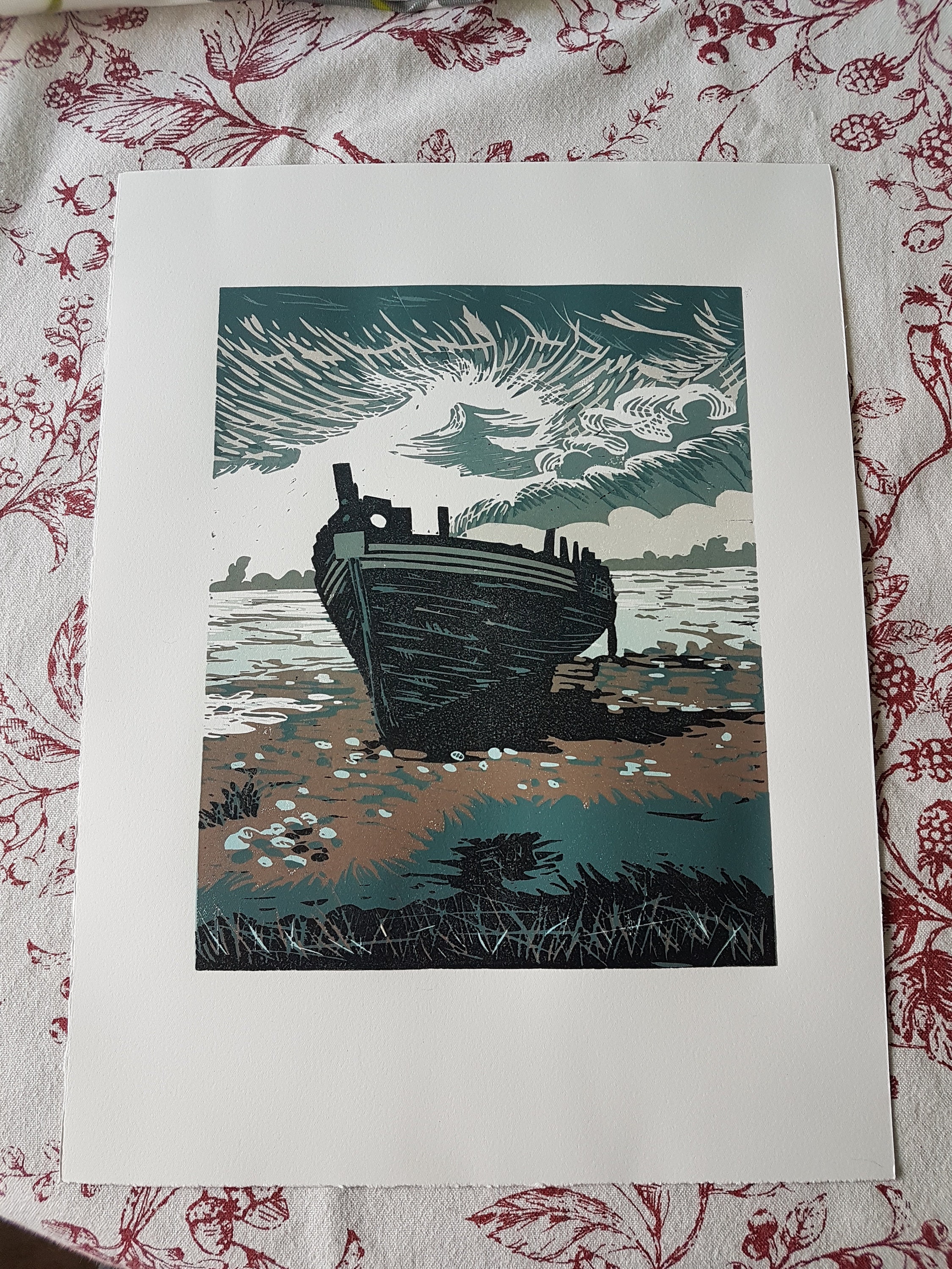 Old Dell Quay Boat Linocut Print. Giclee. - Etsy