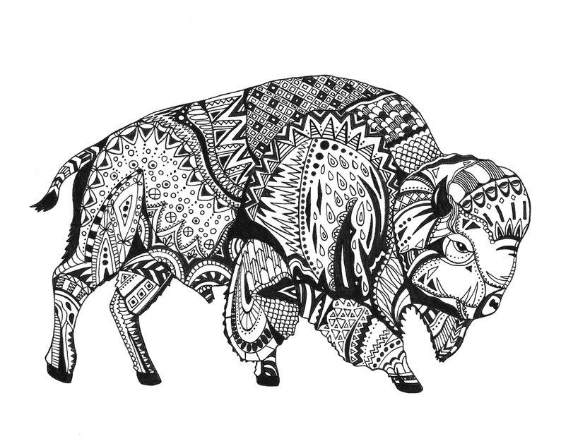 Bison 8x10 Print, Wildlife Art, Intricate Design, Buffalo - Etsy