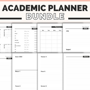 Printable Academic Planner Bundle Week to View on 2 Pages School Year ...