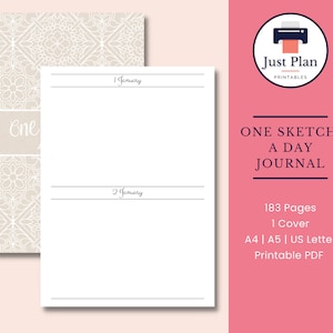 Printable PDF One Sketch A Day 12 Month Art Journal | 183 Pages Book to ...