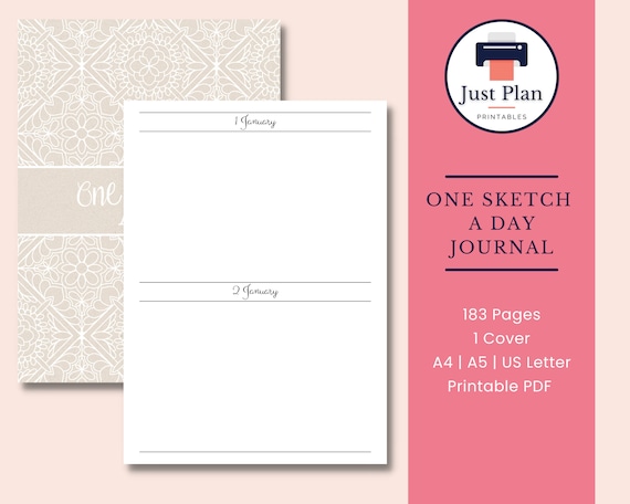 Printable PDF One Sketch A Day 12 Month Art Journal 183 - Etsy