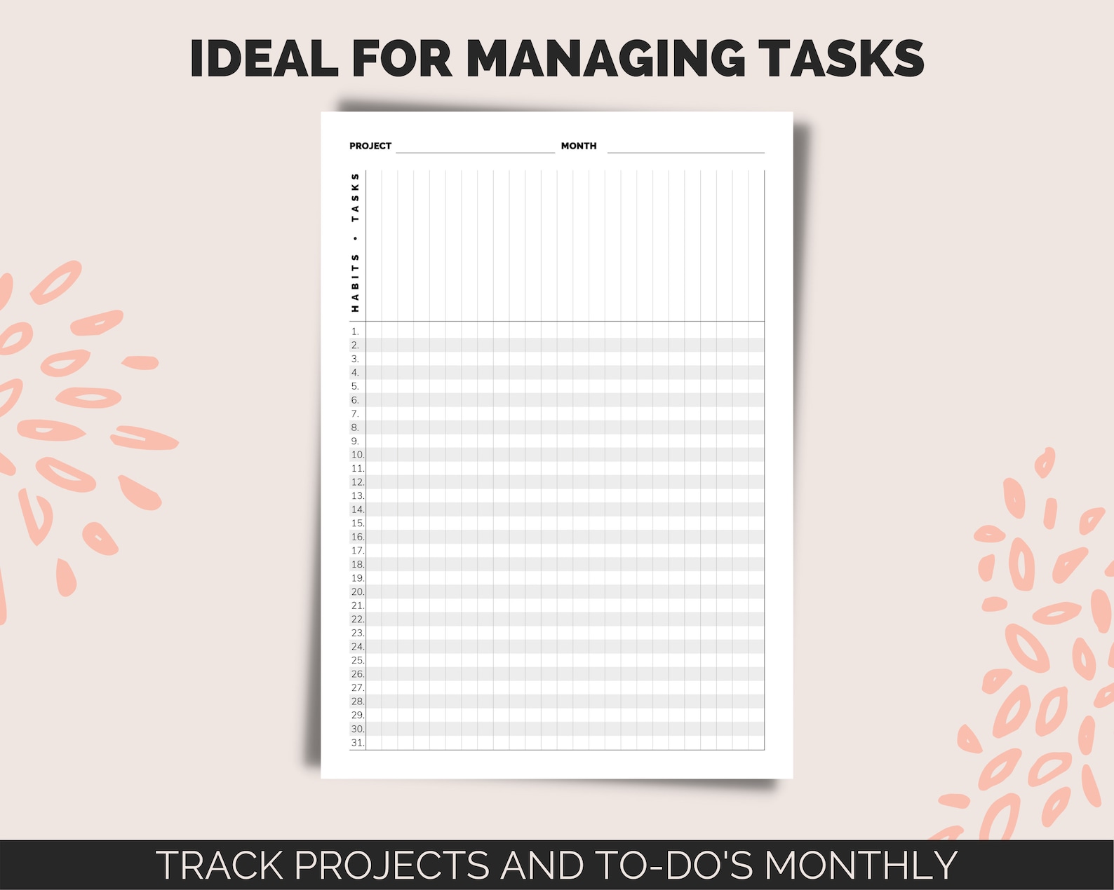 Monthly Habit Tracker Printable Template to Track Habits, Tasks, and ...