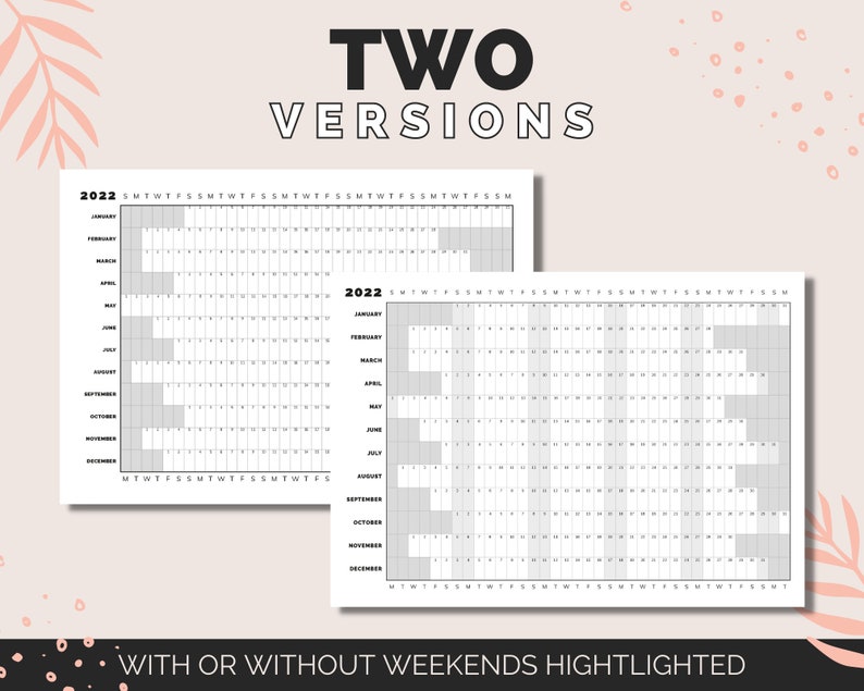 2022 Wall Calendar Printable Minimalist Calendars Simple Blank Year at ...