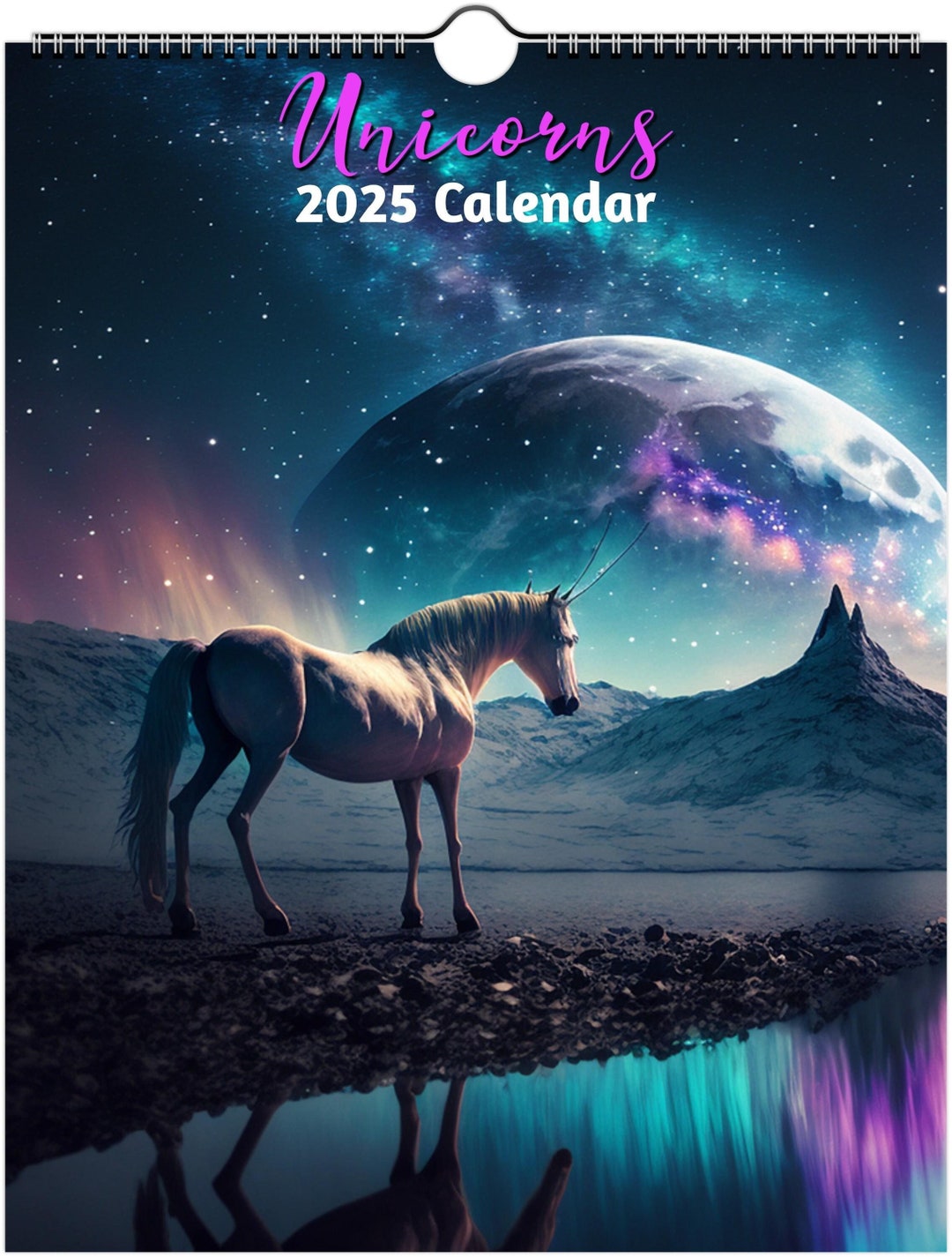 Unicorn Calendar 2025 Vibrant Colourful Unicorns With Moons Stars ...