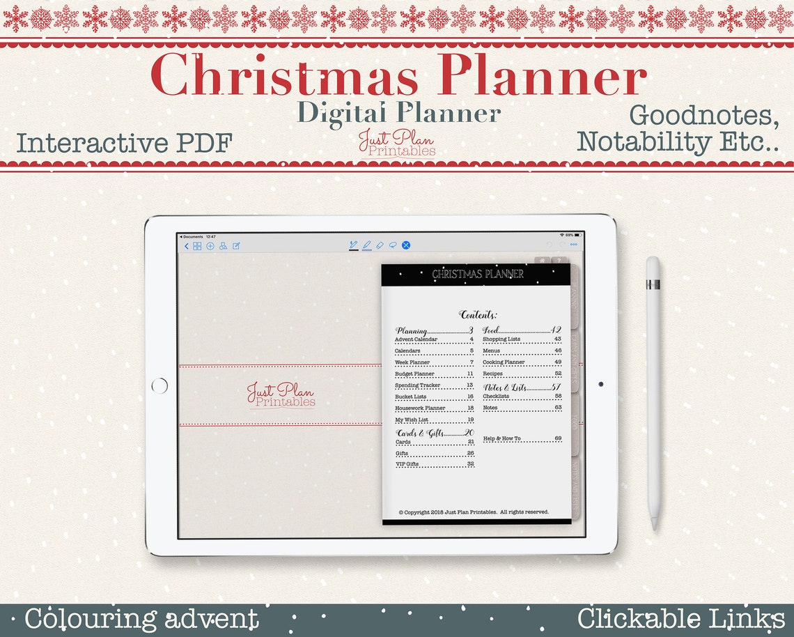 Digital Christmas Planner Interactive PDF Book for Goodnotes Planning ...
