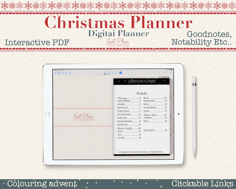 Digital Christmas Planner Interactive PDF Book for Goodnotes Planning ...