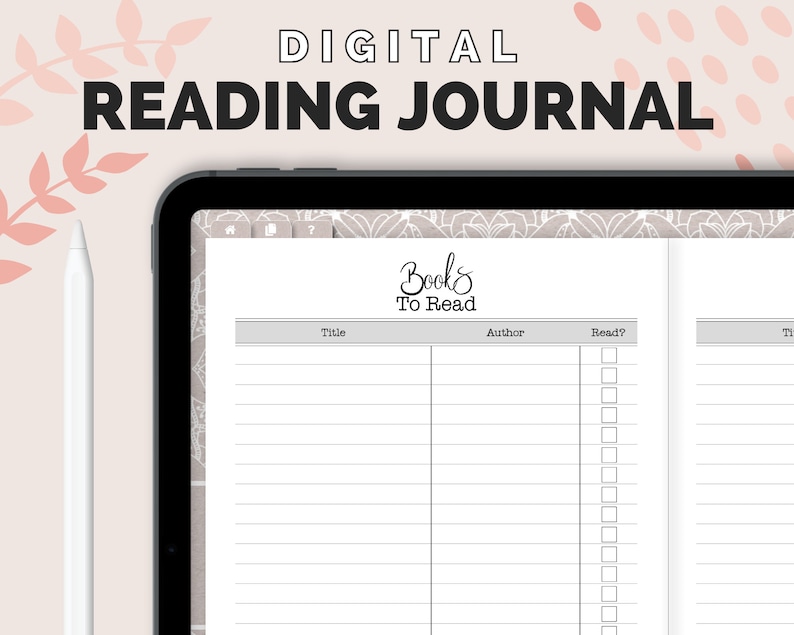 Digital Reading Journal iPad Planner for Goodnotes Notability Etc ...