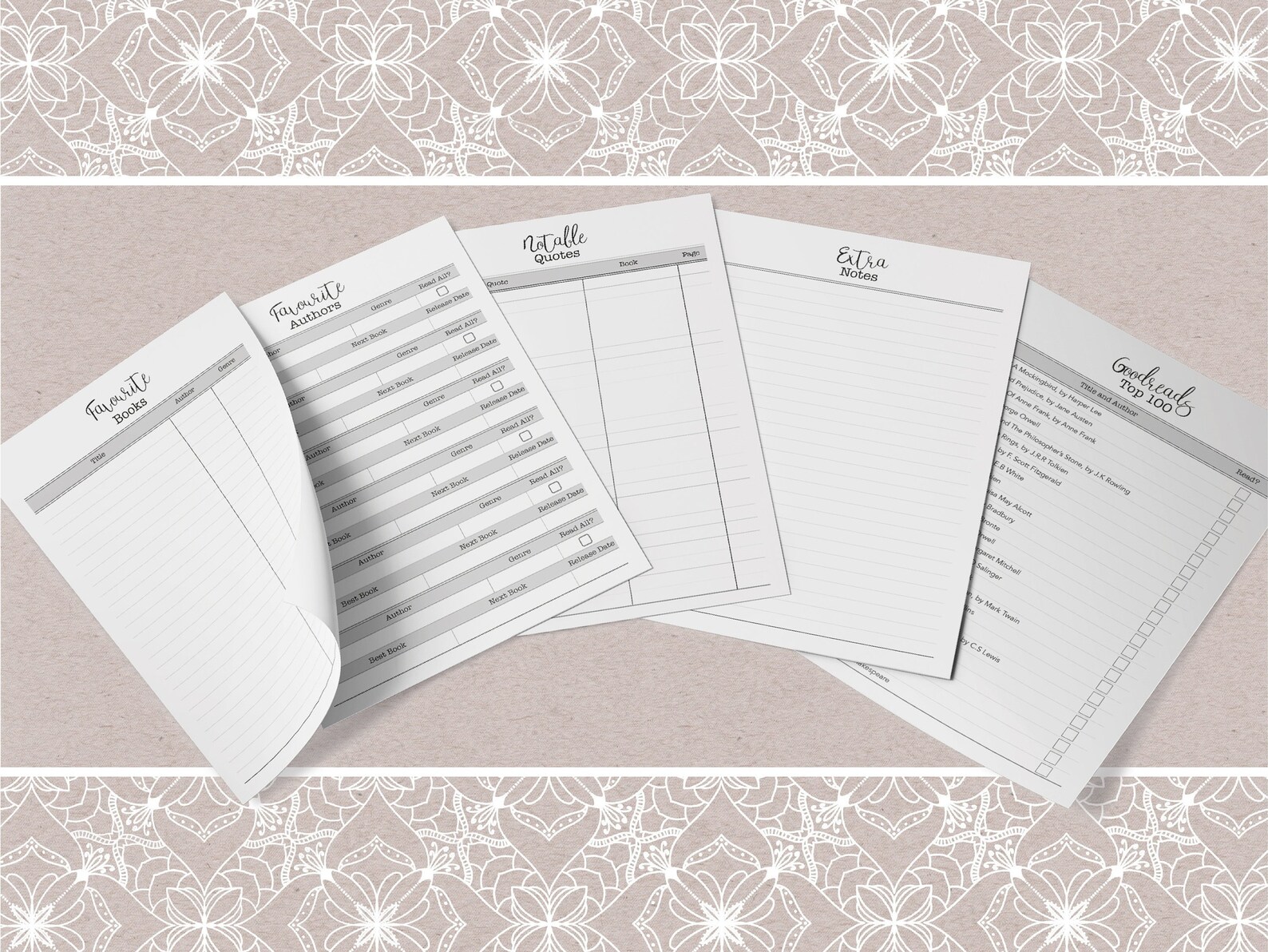 Printable PDF Reading Log Journal Planner Plan Track & | Etsy