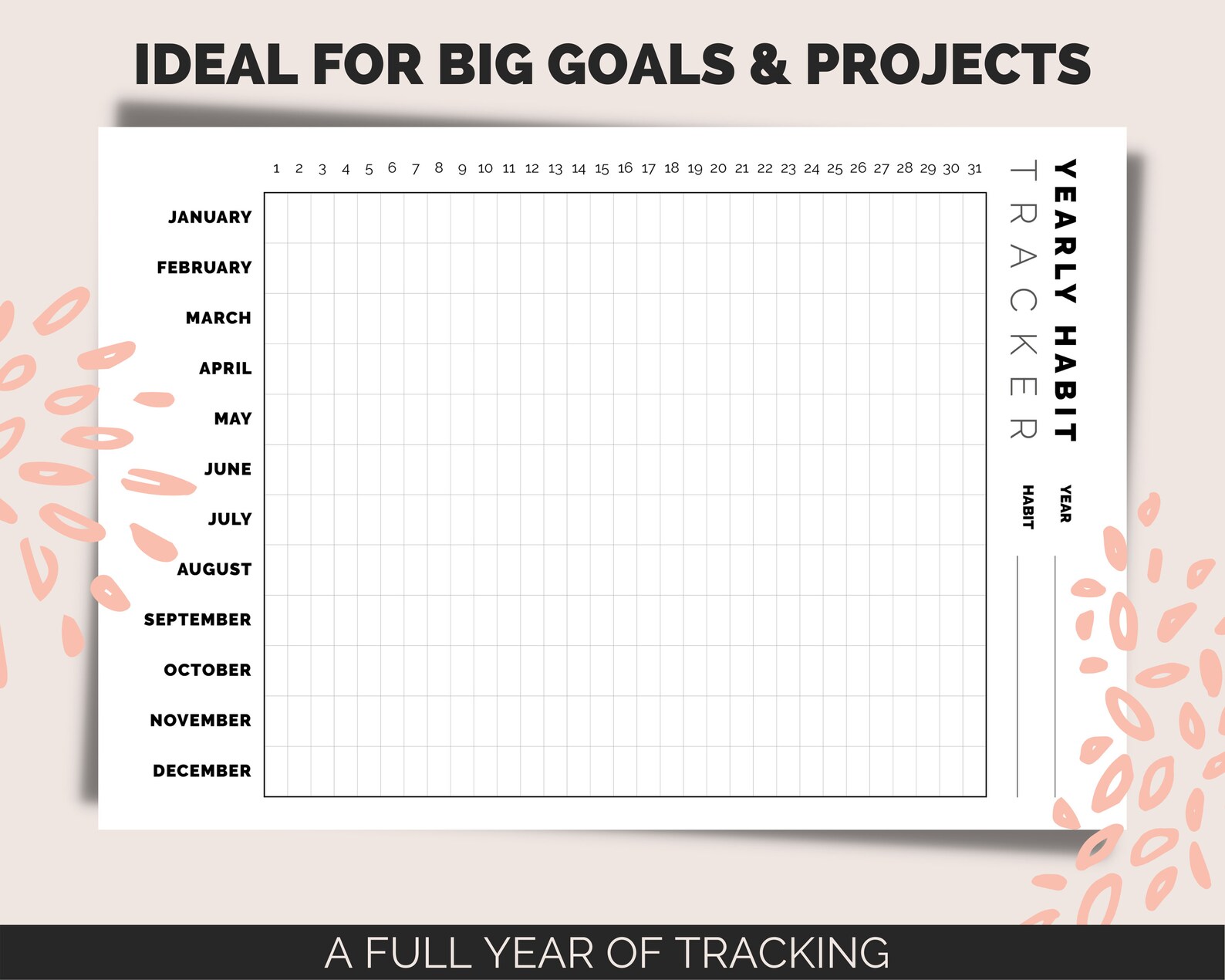 Yearly Habit Tracker Printable Template to Track Habits and Goals ...