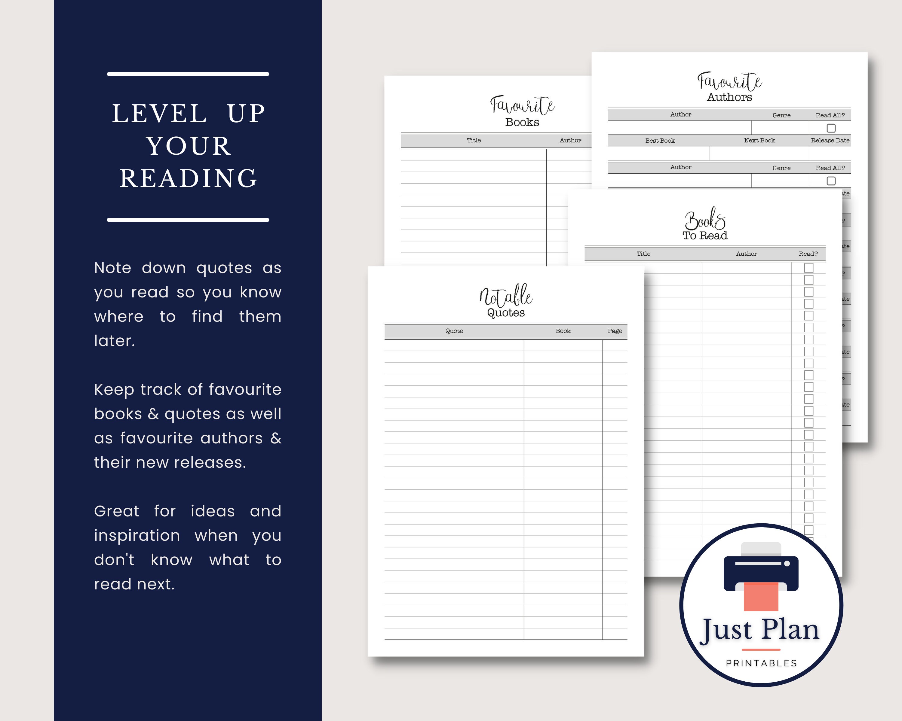 Printable PDF Reading Log Journal Planner Plan Track & - Etsy
